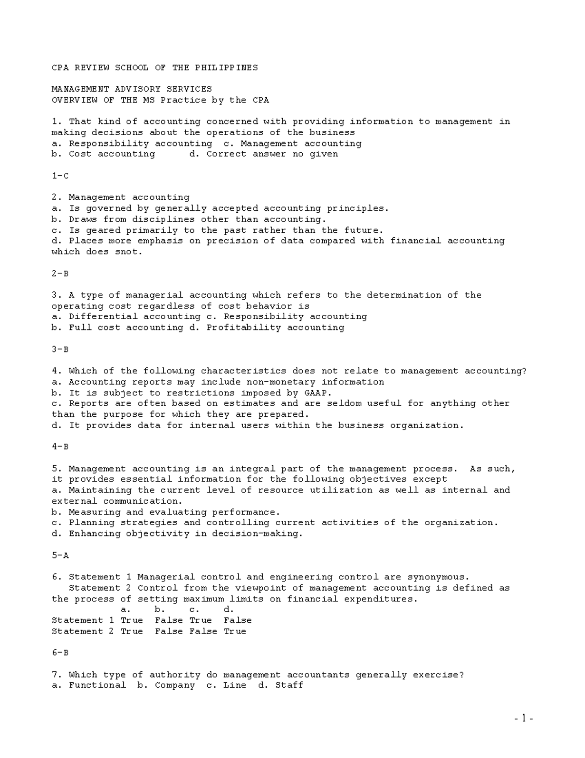 MAS Reviewer - For reference and self-study - CPA REVIEW SCHOOL OF THE ...