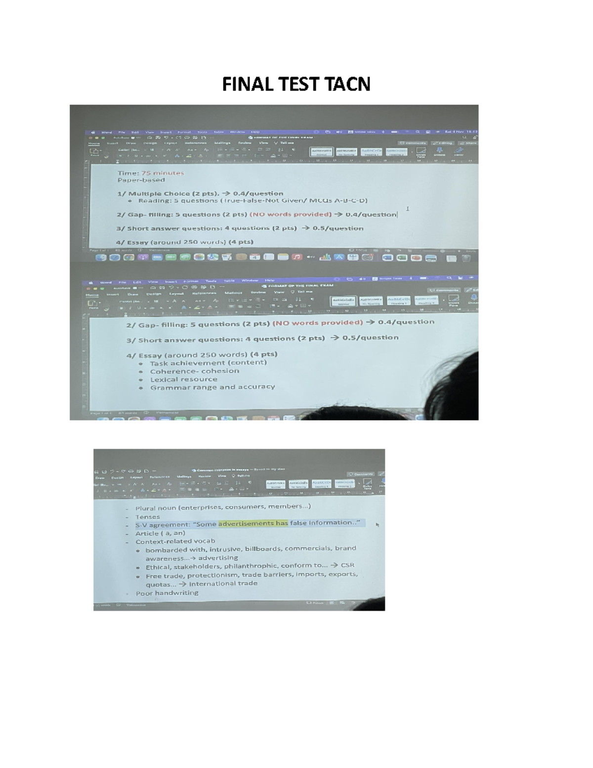 Final test TACN - TACN1 - FINAL TEST TACN SHORT ANSWER 1. What are the ...