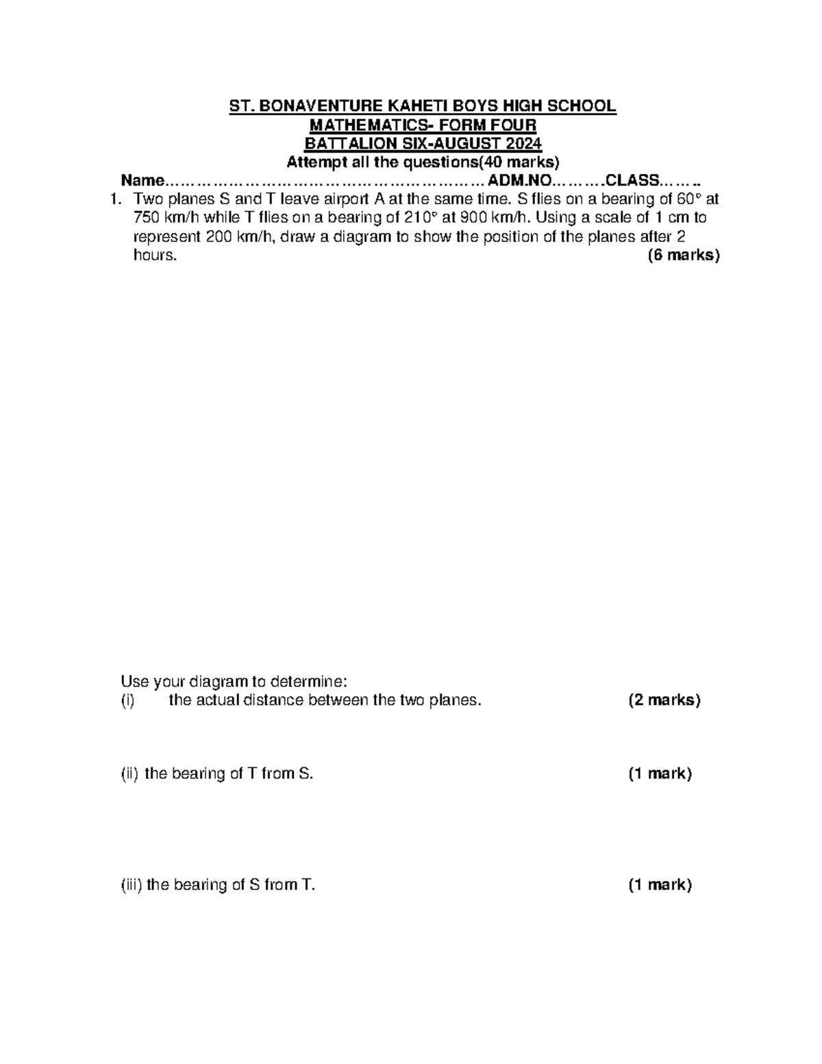 Maths - BAT 6 QNS - Class Assignment - ST. BONAVENTURE KAHETI BOYS HIGH ...