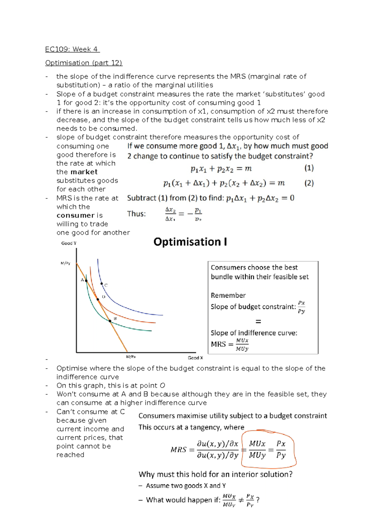 Marshallian demand week 4 - EC109: Week 4 Optimisation (part 12) the ...