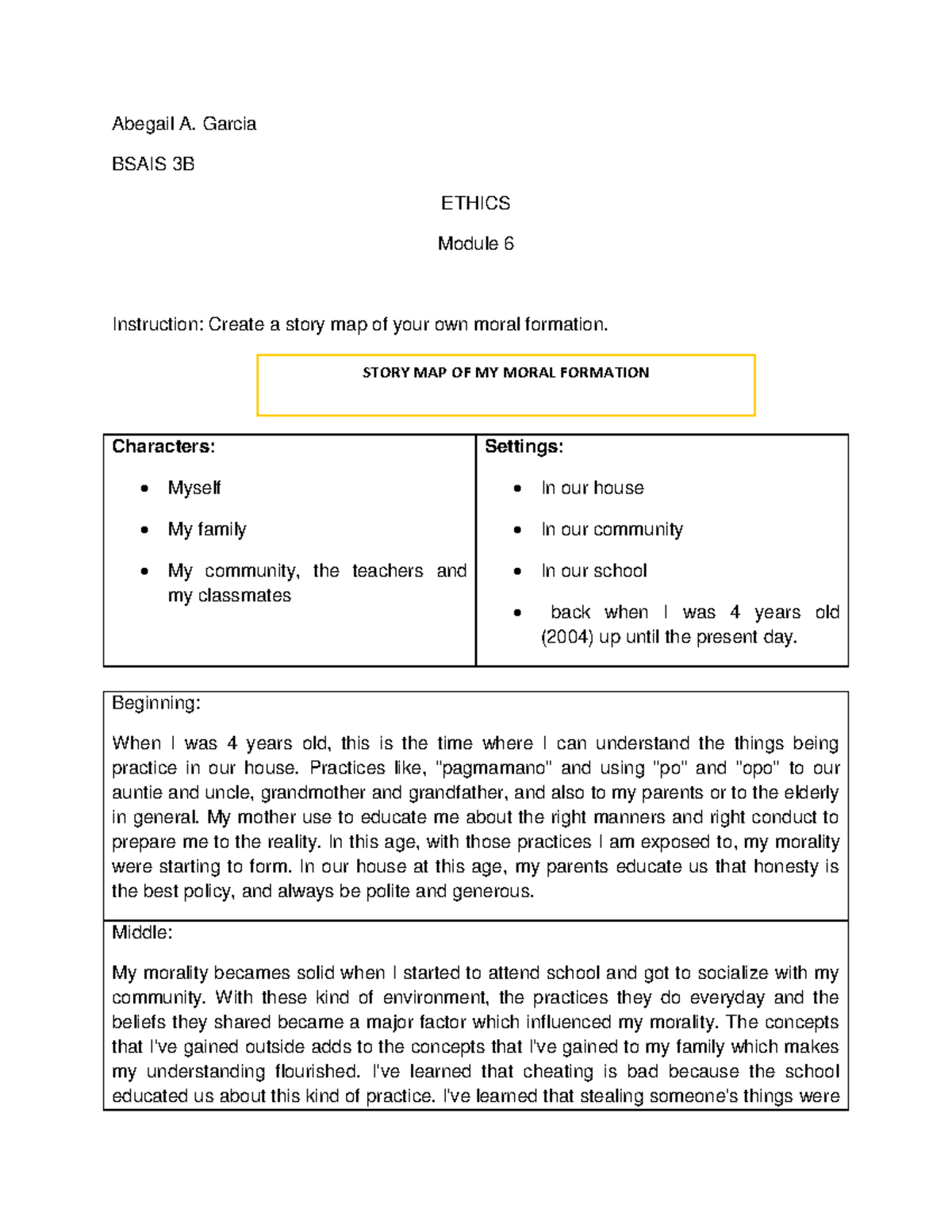 Ethics M6 - Abegail A. Garcia BSAIS 3B ETHICS Module 6 Instruction ...
