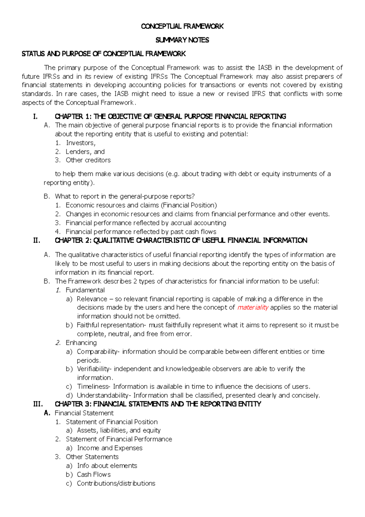 Conceptual Framework Summary - In rare cases, the IASB might need to ...