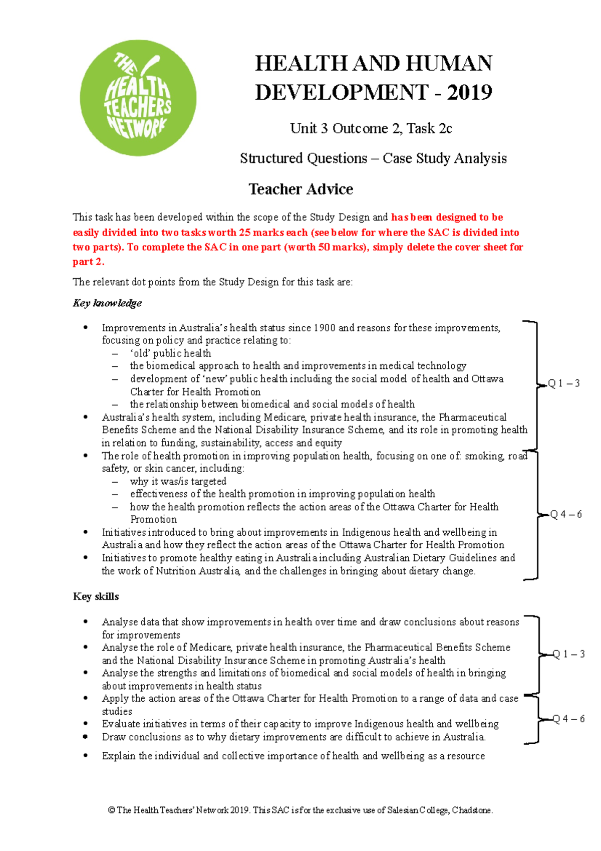 SAC 2c - dsfgs - HEALTH AND HUMAN DEVELOPMENT - 2019 Unit 3 Outcome 2 ...