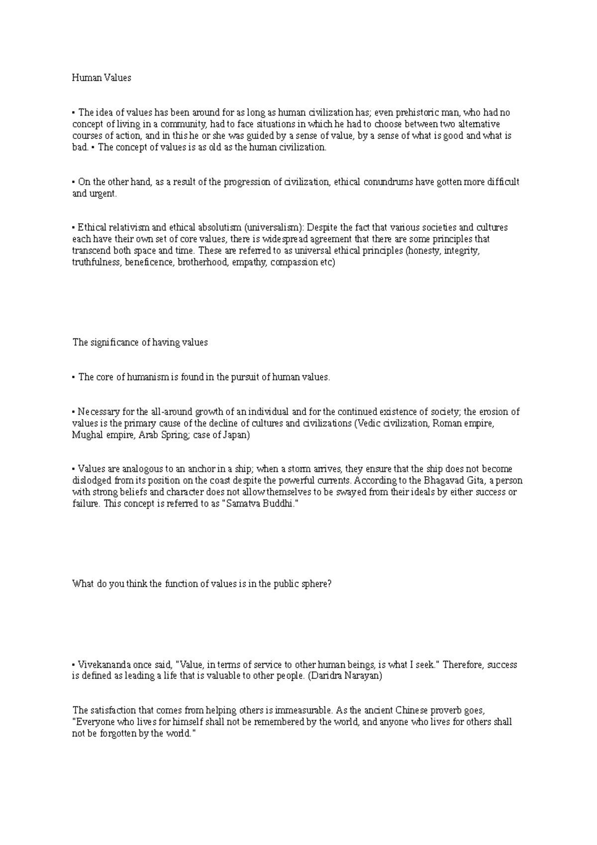 Ethics Lecture 5 - Human Values, credits to the owner - Human Values ...