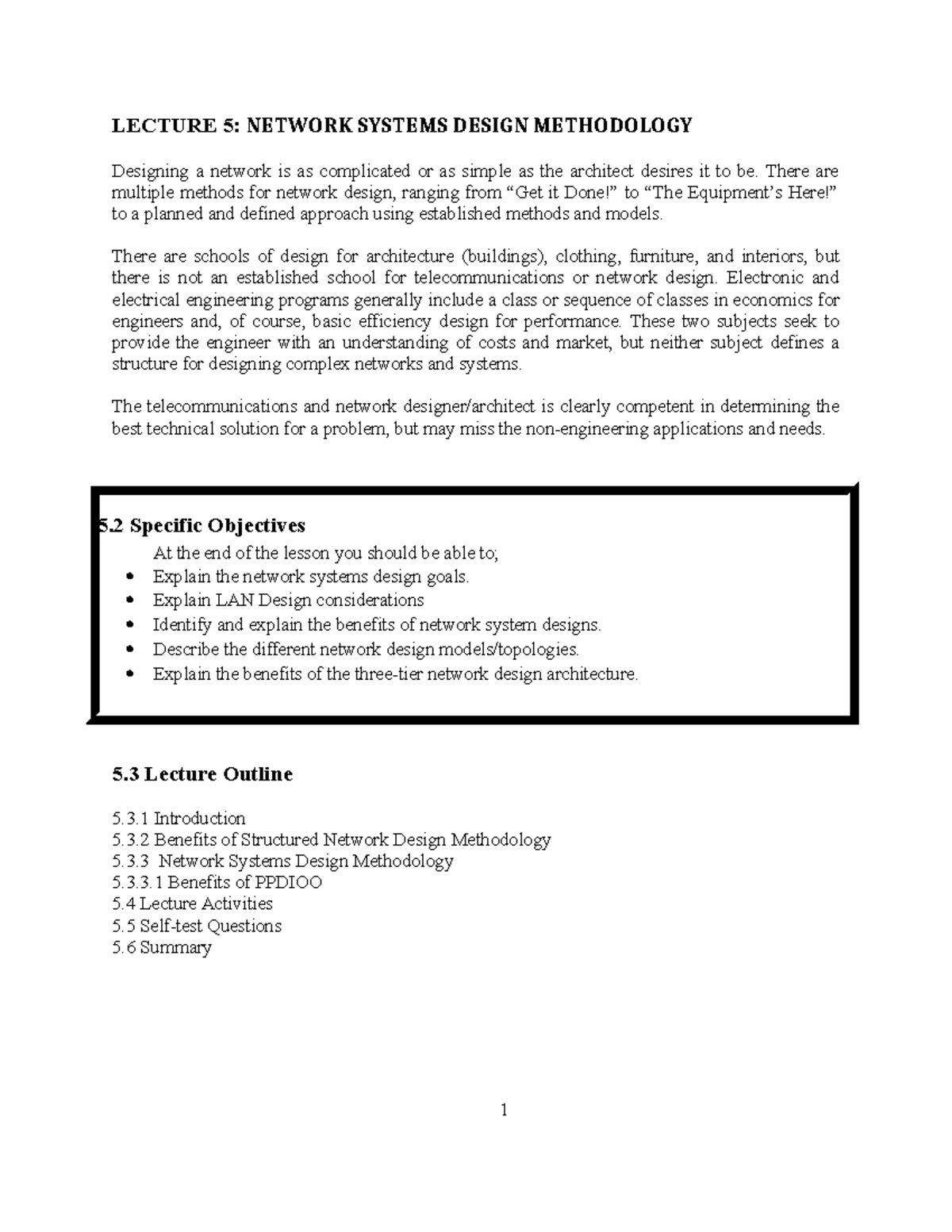 Nsdm Lecture 5 Networking Design Methodology Lecture 5 Network