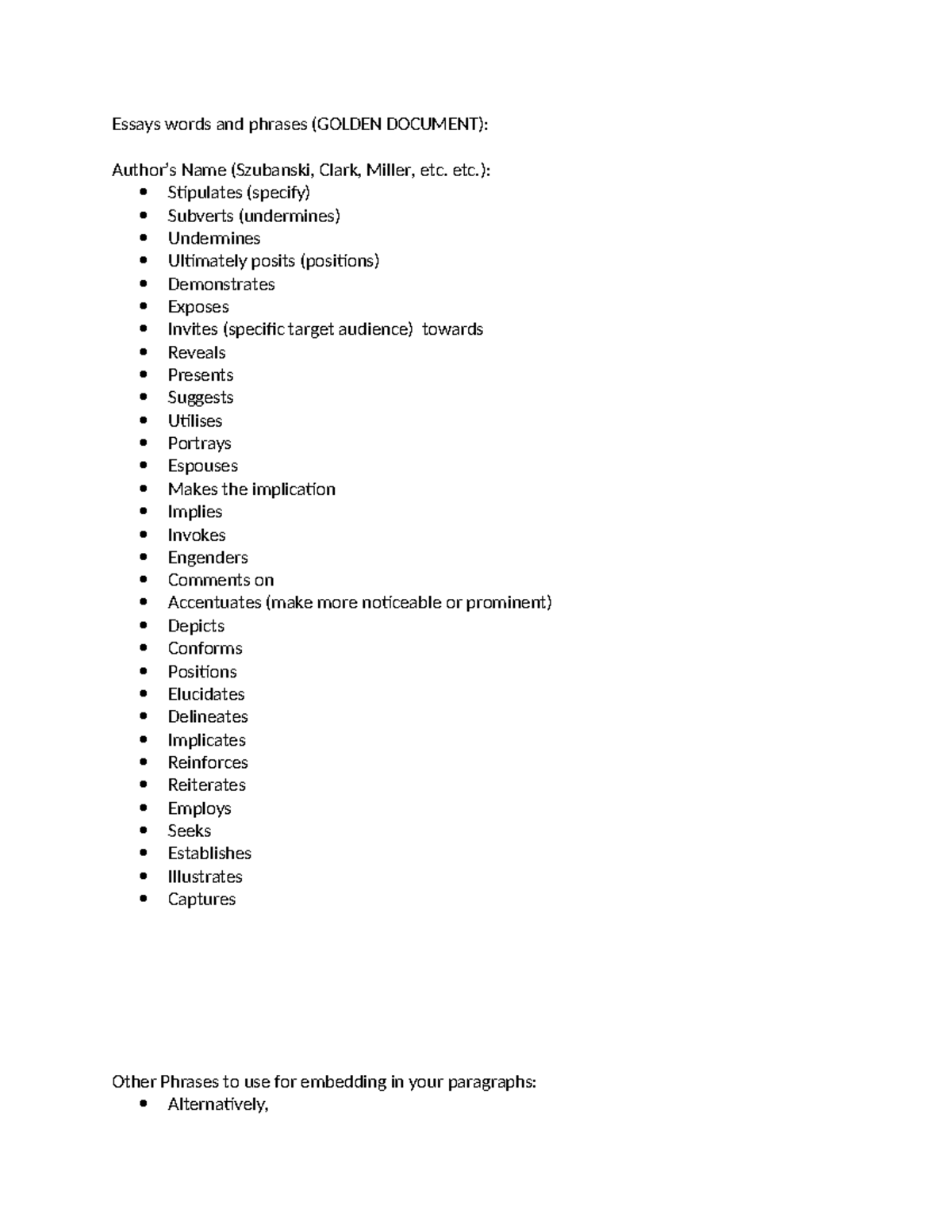 Top tier words and phrases to use - Essays words and phrases (GOLDEN ...
