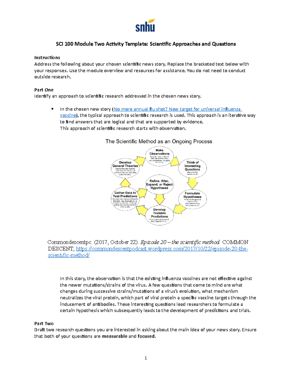 SCI 100 Module Two Activity - Submission - SCI 100 Module Two Activity ...