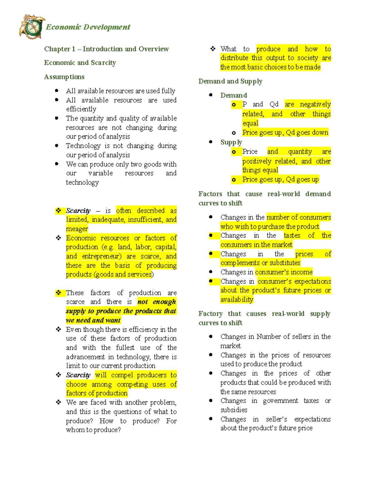 Economic Development - Chapter 1 – Introduction and Overview Economic ...
