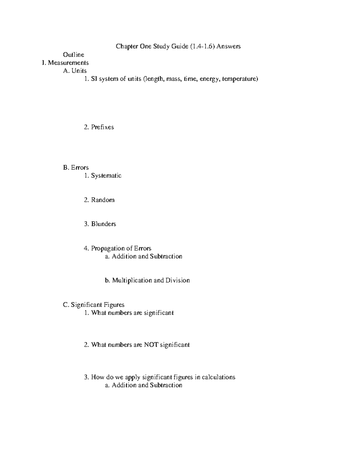 Chem 1100 study guide answers ch 1 - Chapter One Study Guide (1.4-1 ...