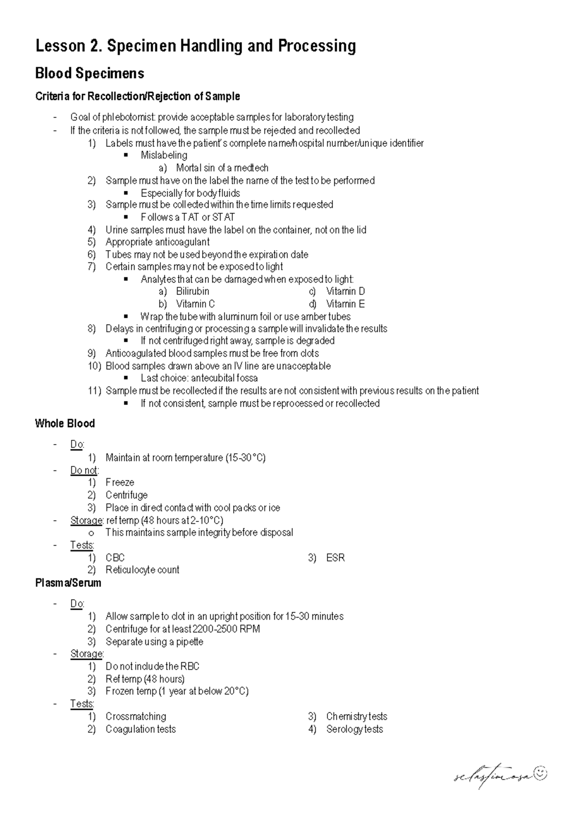 Lesson-2 - jydrkuke6luro8iujhvgjhyd.kyj - Lesson 2. Specimen Handling ...