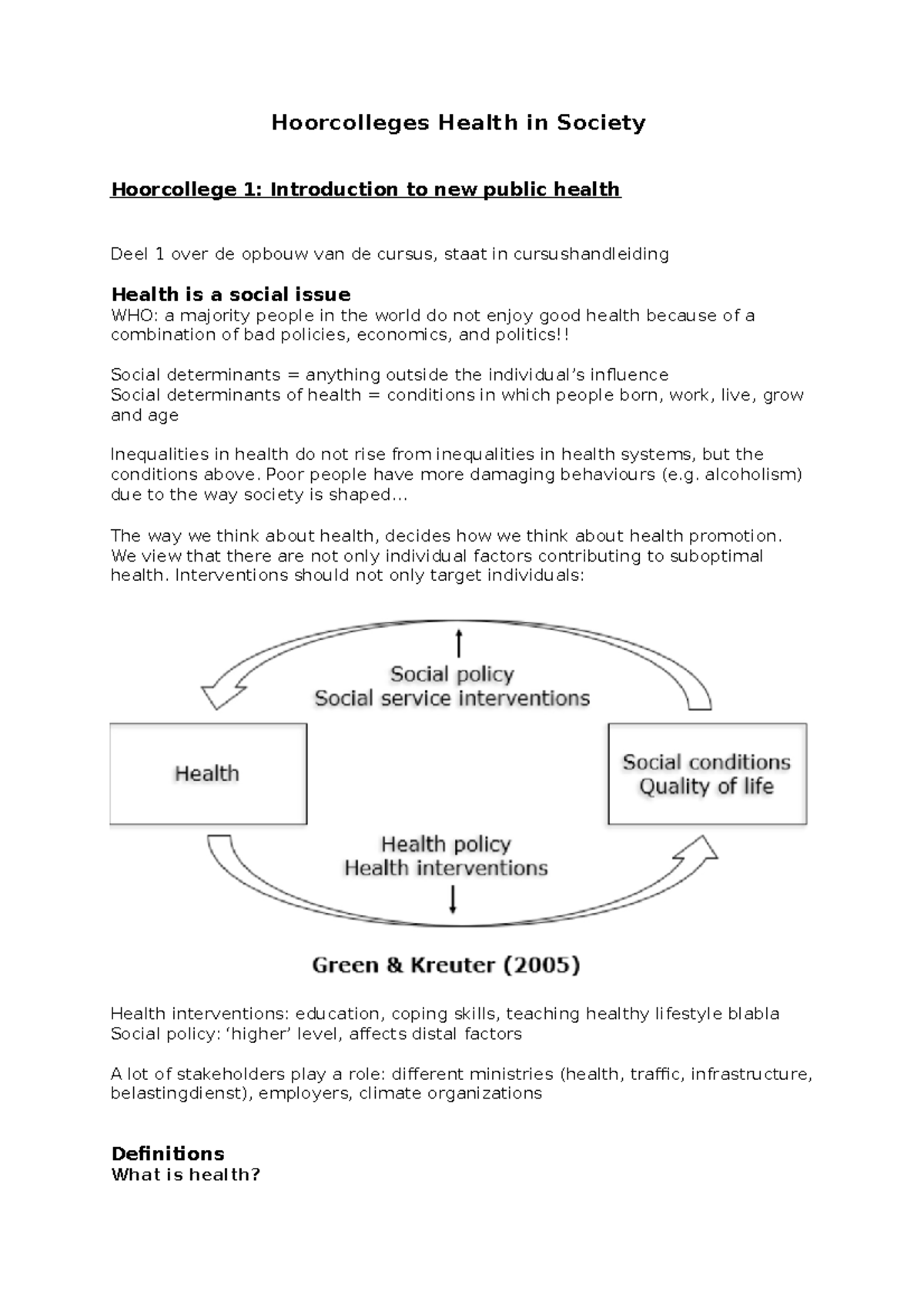 Health in Society Lectures - Hoorcolleges Health in Society Hoorcollege ...