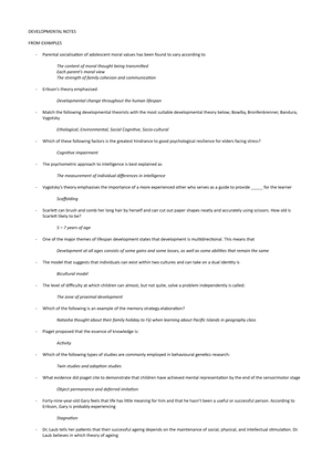 Combined Transcripts - Development psychology lecture transcripts. Week One WEEK 1, PART 1 ...
