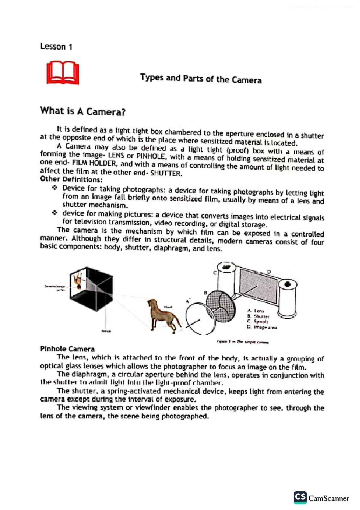 Types and Parts of the Camera - Forensic Photography - Studocu