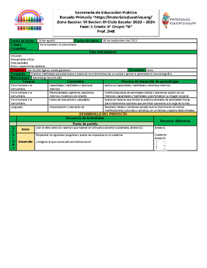 6º S1 Planeación Profa Kempis - Ciclo escolar 202 4 - 2025 Semana 1 : del 26 al 30 de agosto ...
