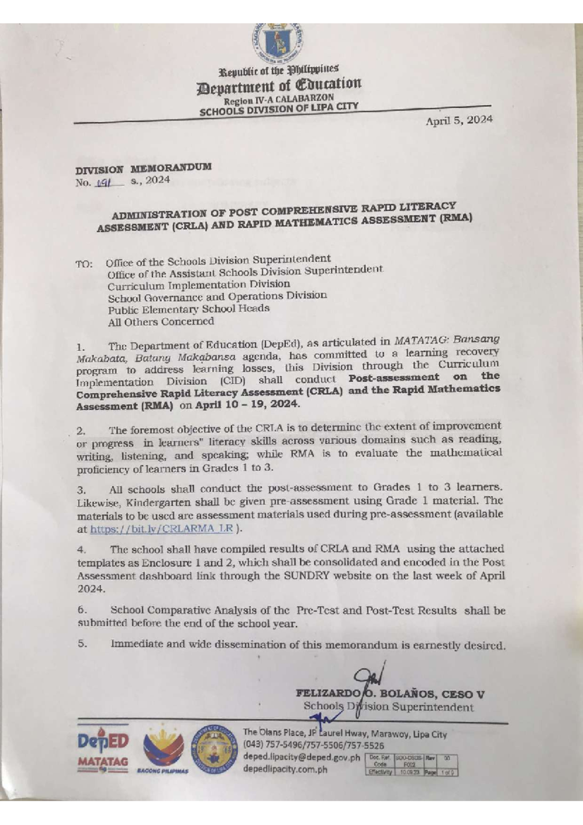 DM NO 091, S 2024 - Department of Education Region IV-A CALABARZON ...