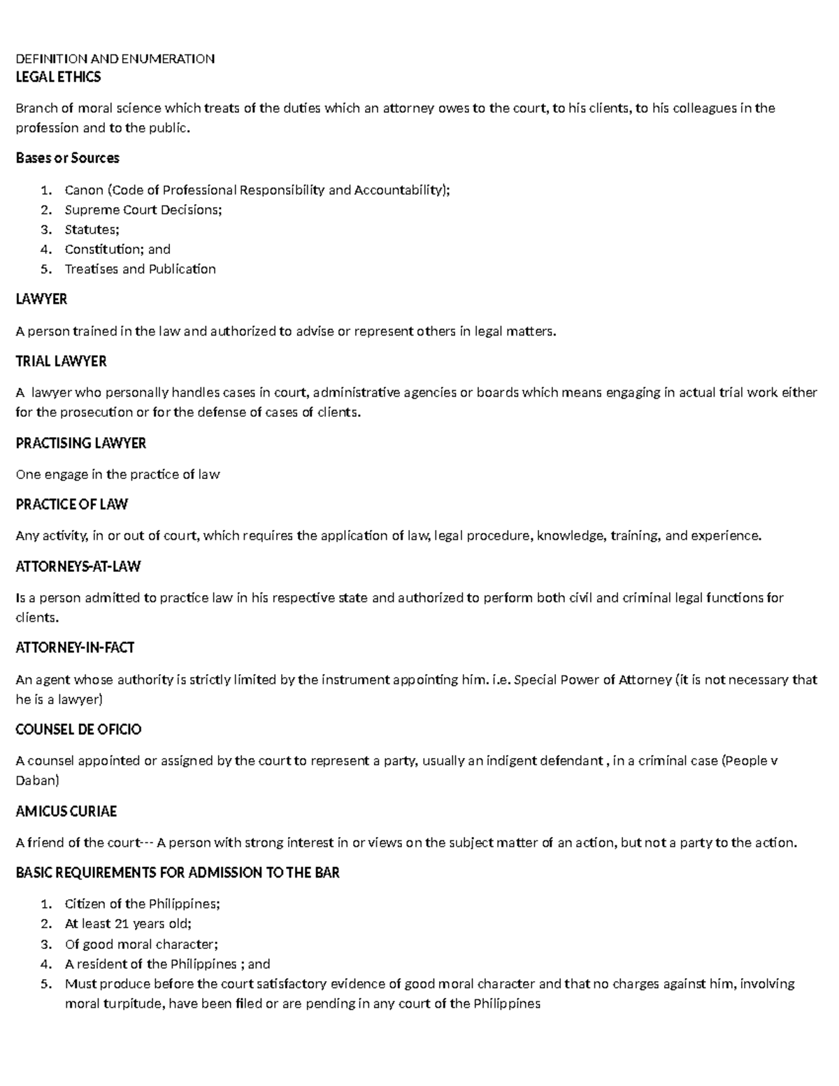 Definitions-enumerations - DEFINITION AND ENUMERATION LEGAL ETHICS ...