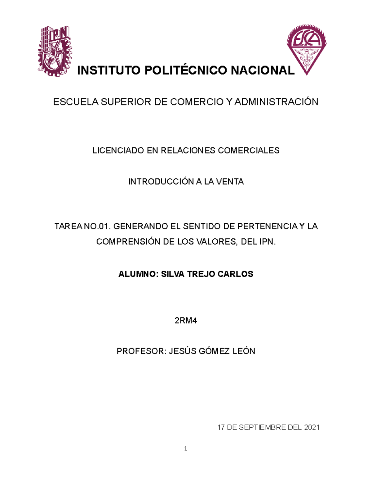 Generando el sentido de pertenencia y la comprension de los valos, del ...