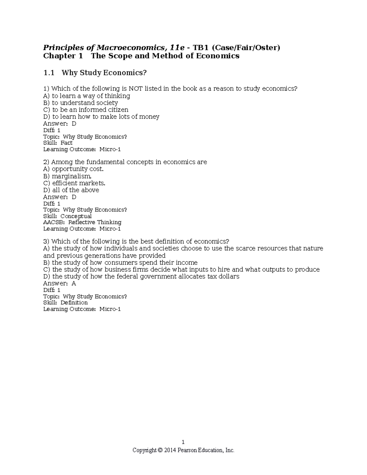 Chapter-1 - . - Principles of Macroeconomics, 11e - TB1 (Case/Fair ...