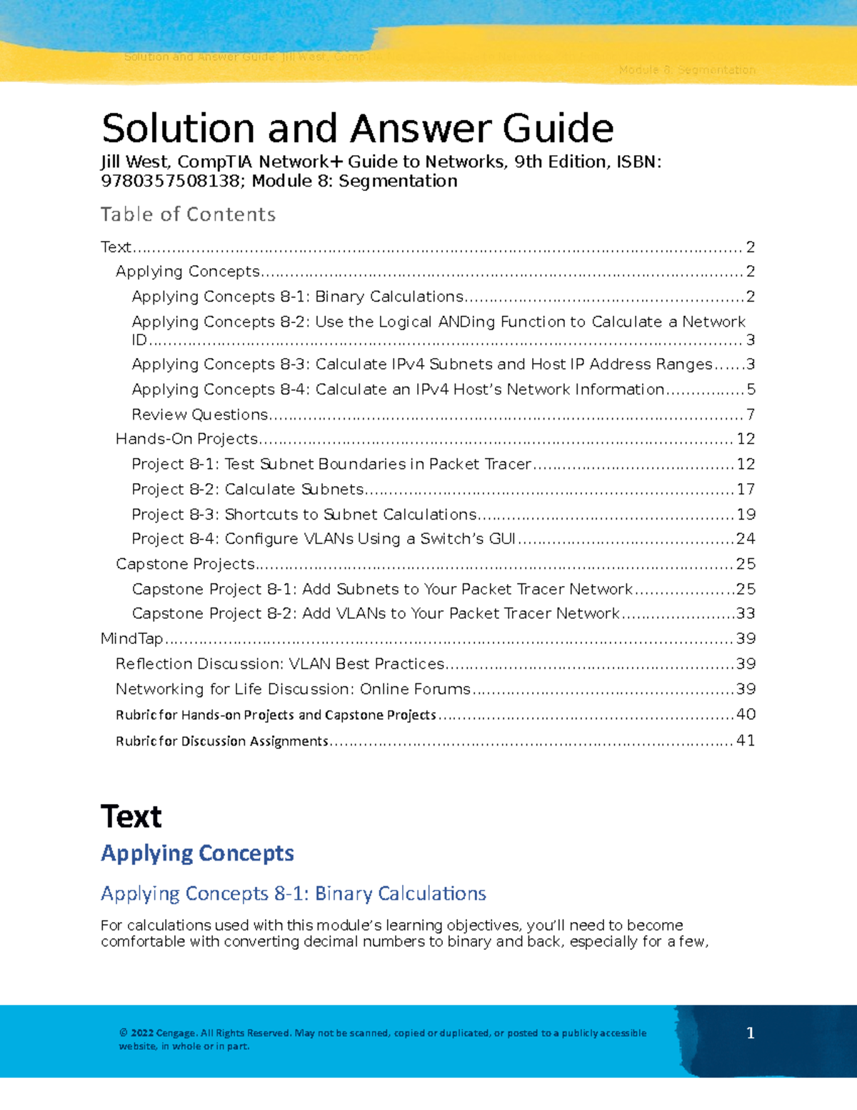 Netplus 9e Mod08solutions - Module 8: Segmentation Solution and Answer ...