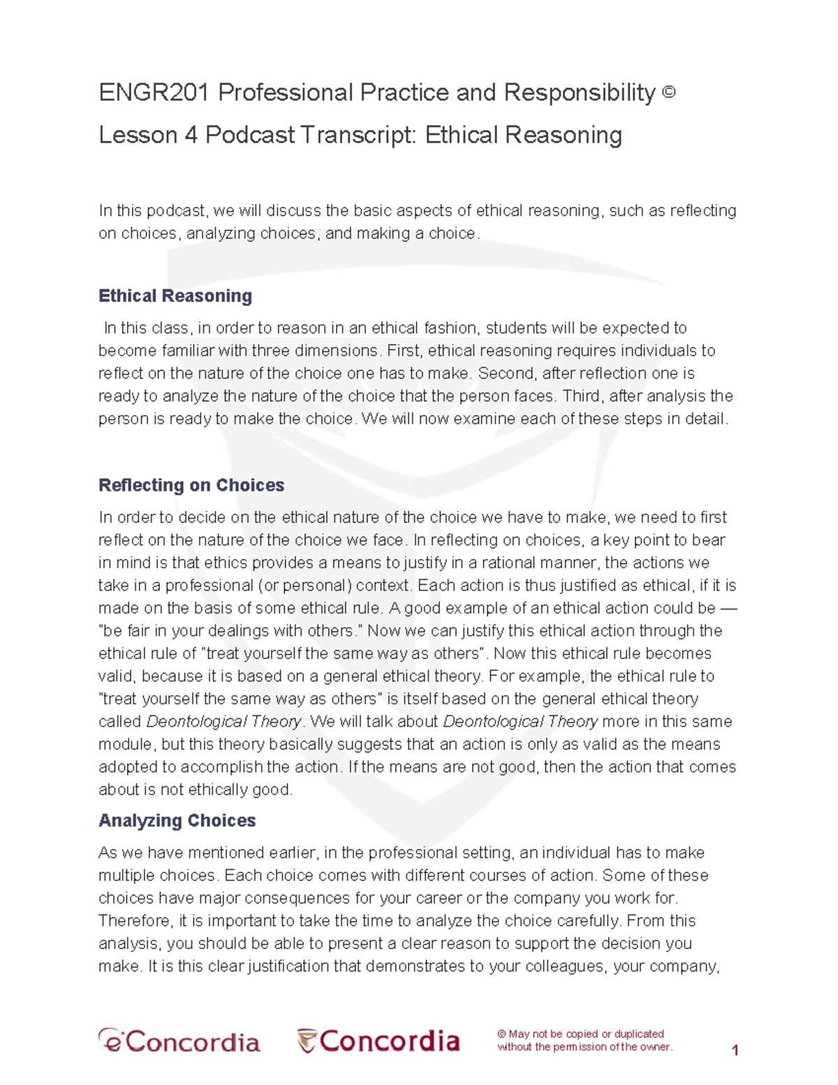 Lectures 4 to 7 merged (for quiz 2) - 1 © May not be copied or duplicated without the permission ...