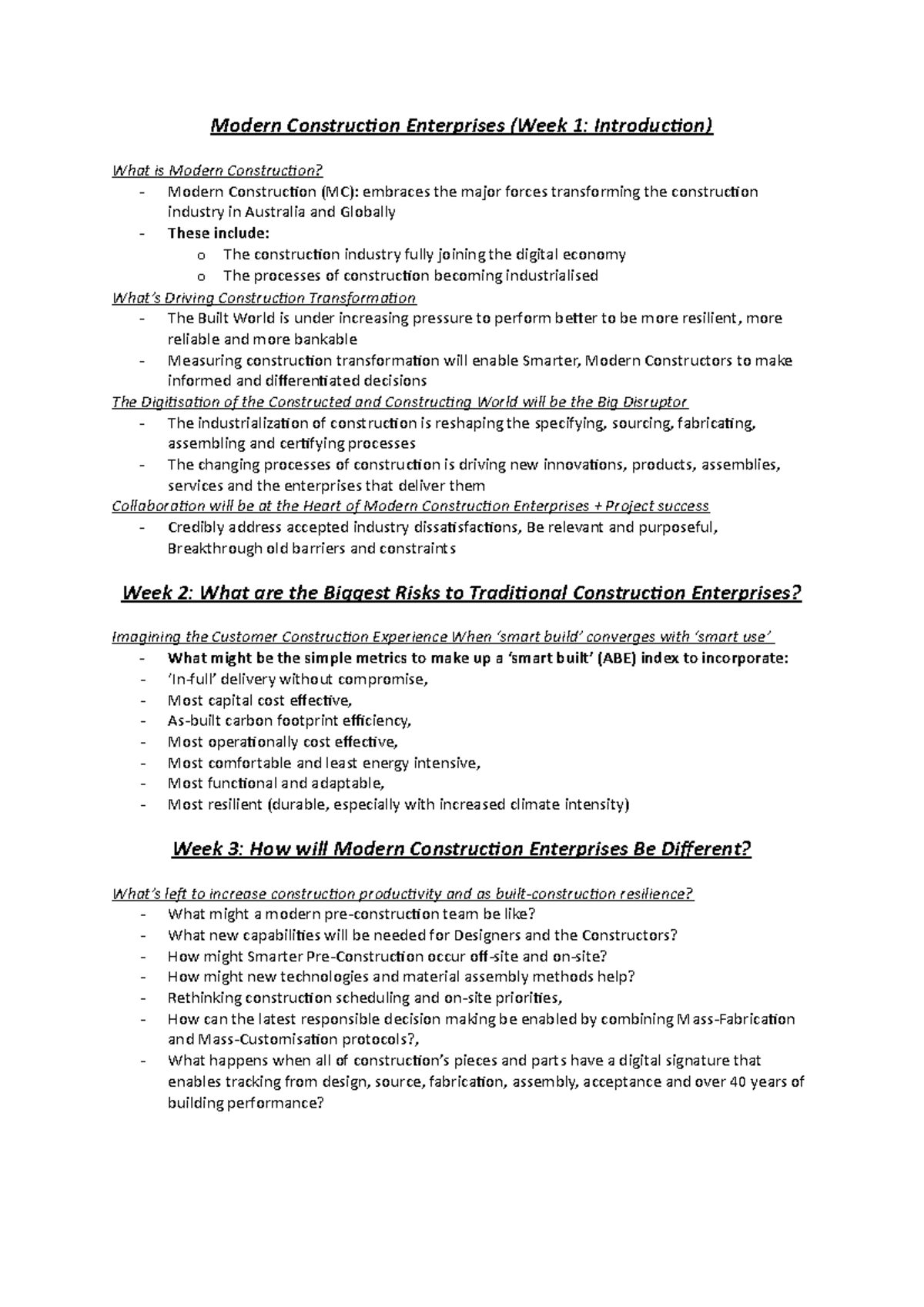 Modern Construction Notes (ALL LECTURES) - Modern Construction ...