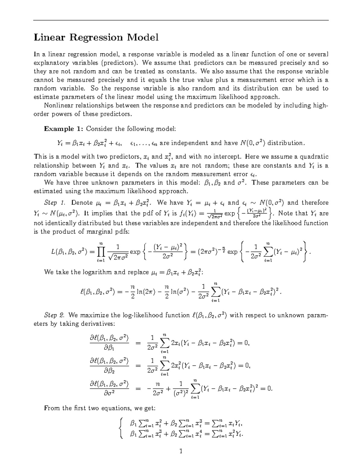 Linear Regression - Additional study material - Linear Regression Model ...