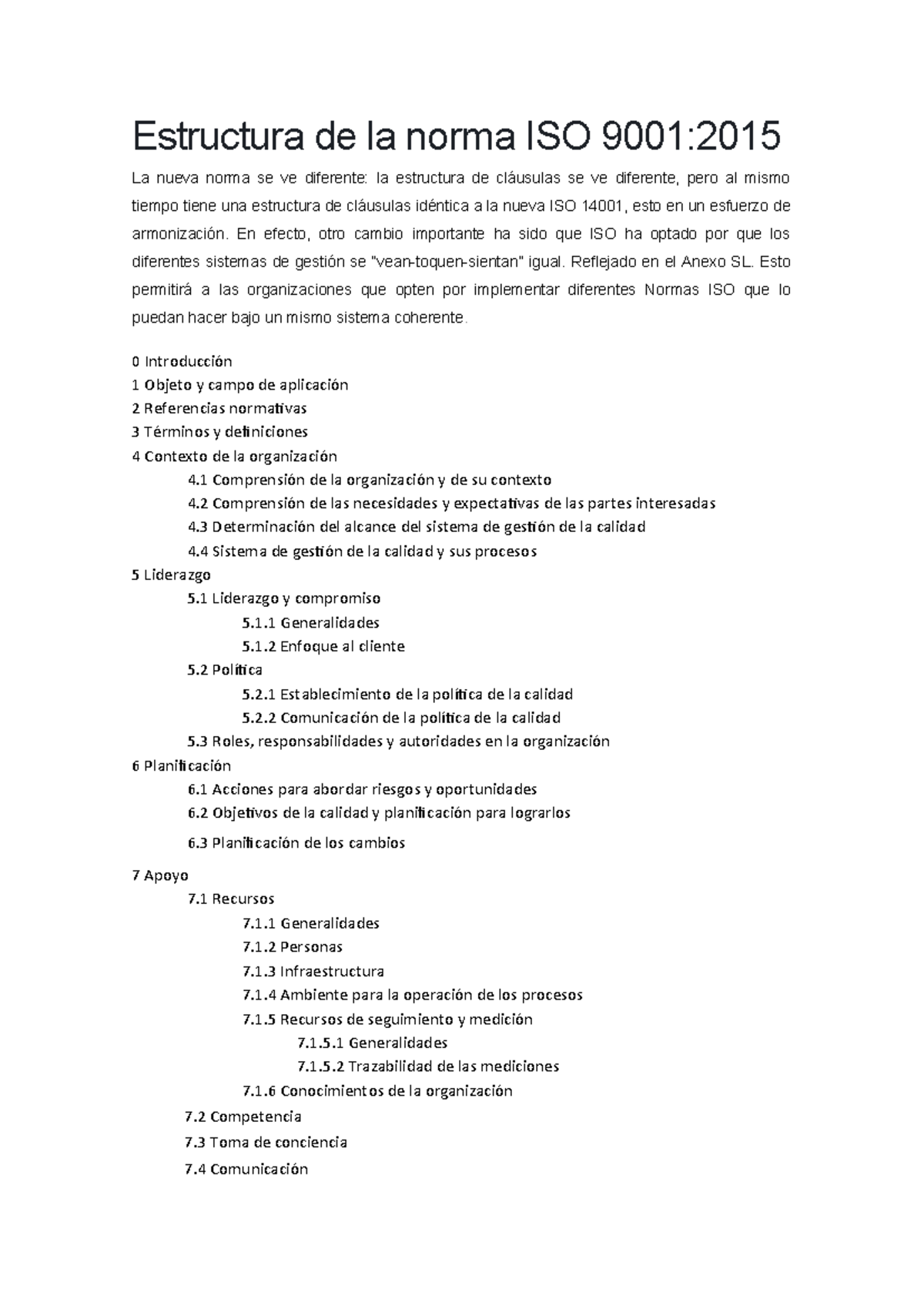 Estructura de la norma ISO 9001 - En efecto, otro cambio importante ha ...