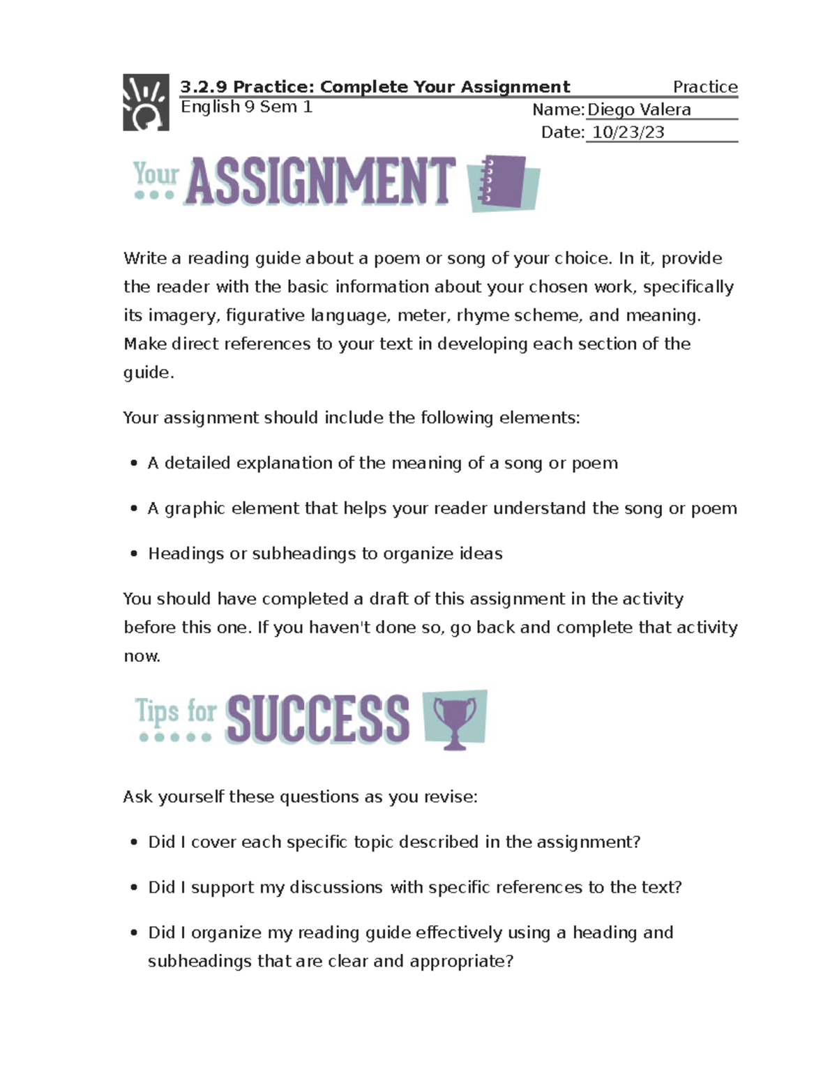 3.2.9 Practice - Complete Your Assignment (Practice) - 3.2 Practice ...