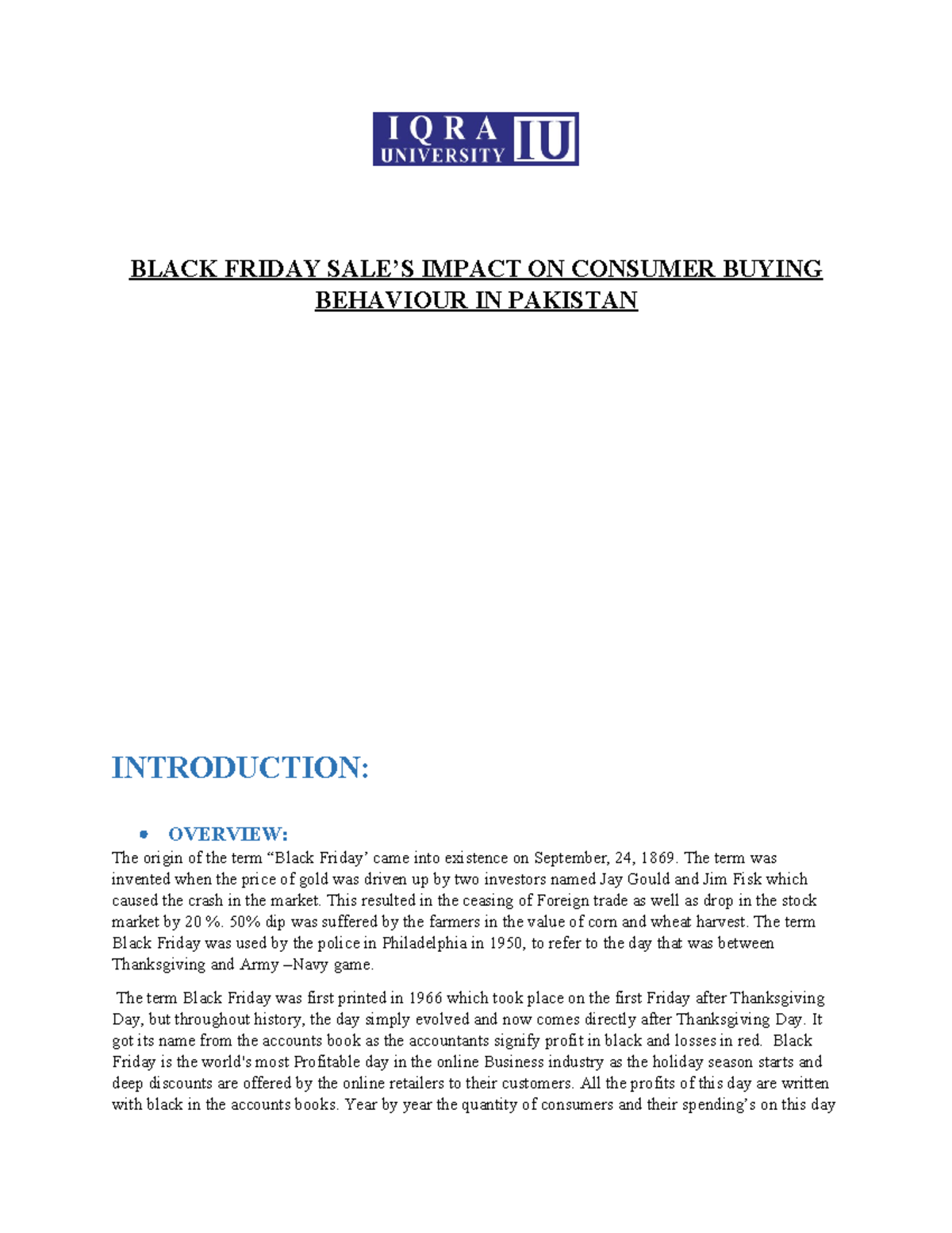 Final Proposal OF Research Methods AND Skills Group 10 - BLACK FRIDAY ...