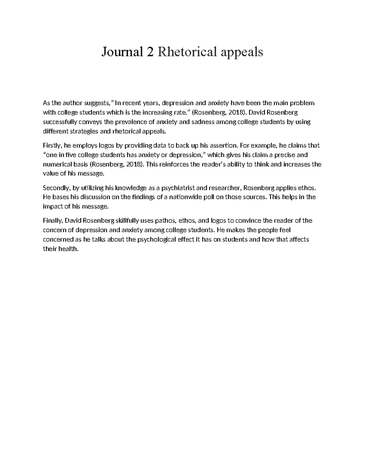 Journal 2 assignment 2 Rhetorical appeals - Journal 2 Rhetorical ...
