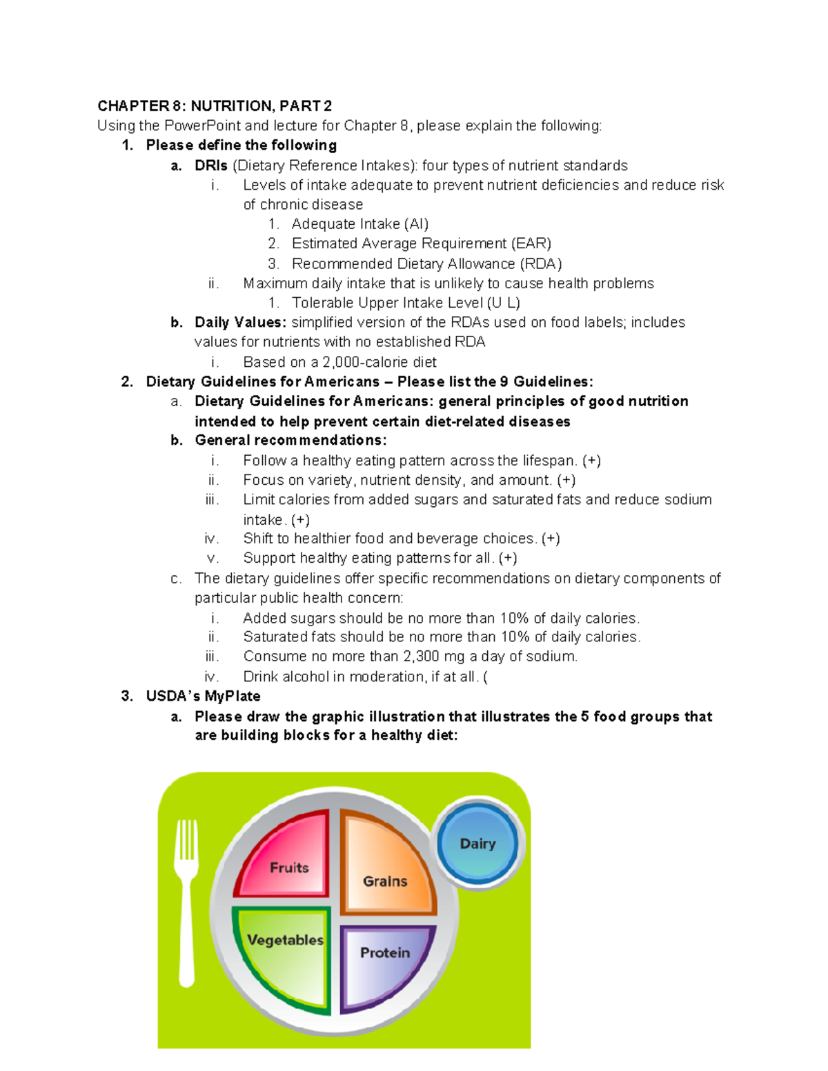 Chapter 8 Nutrition, PART 2 - CHAPTER 8: NUTRITION, PART 2 Using the ...