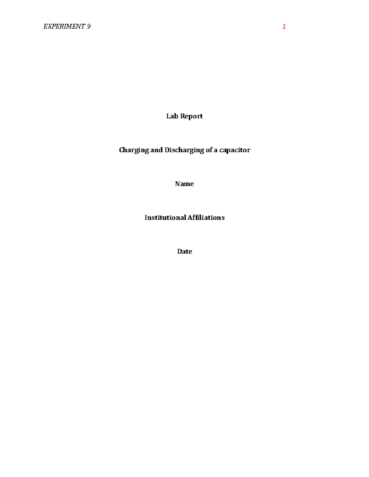 Lab Report - Charging and Discharging Capacitor - Lab Report Charging ...