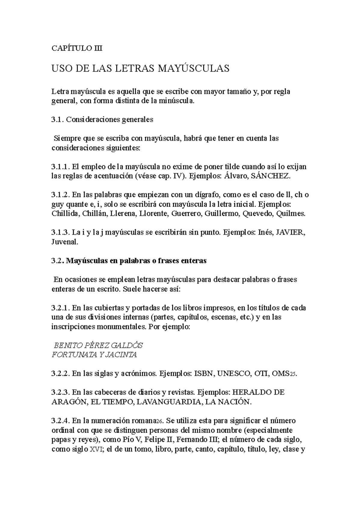 USOS Mayusculas Capítulo III - CAPÍTULO III USO DE LAS LETRAS ...