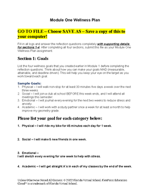 Module five wellness plan - Module Five Wellness Plan GO TO FILE ...