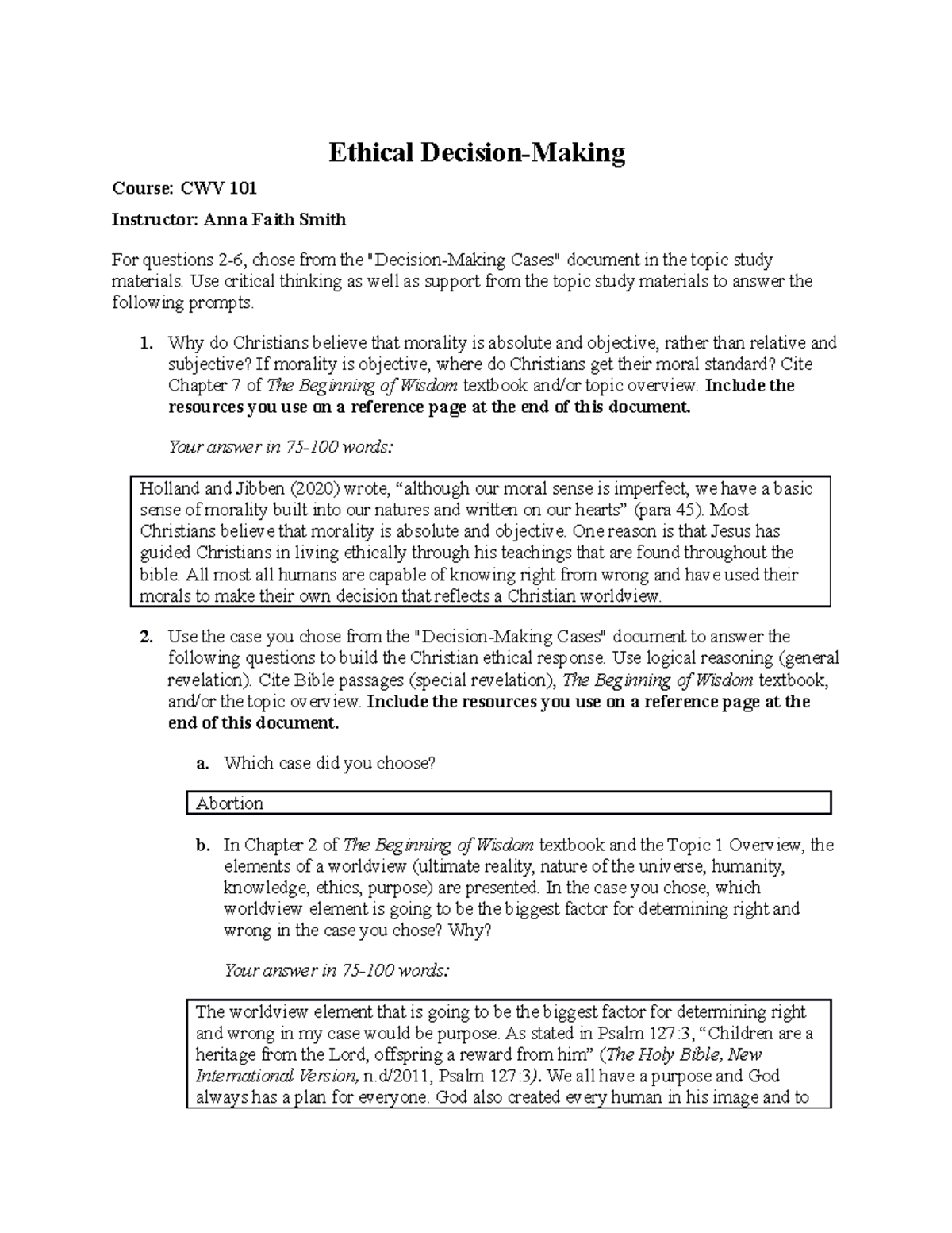 Ethical Decision Making - Ethical Decision-Making Course: CWV 101 ...