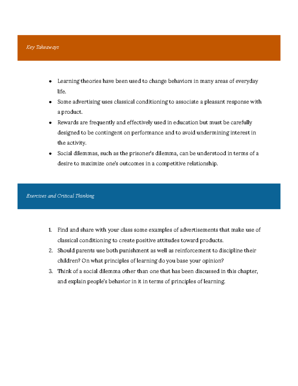 Takeaways of learning summary - Key Takeaways Learning theories have ...