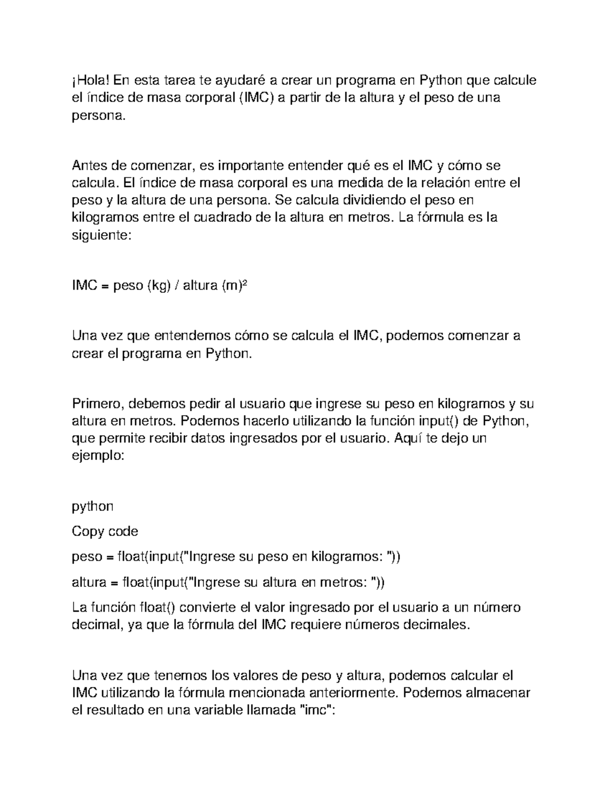 Tecnologia - luis soto - ¡Hola! En esta tarea te ayudaré a crear un ...