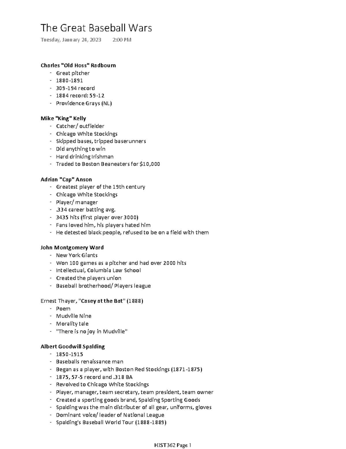 The Great Baseball Wars - Charles "Old Hoss" Radbourn - Great pitcher ...