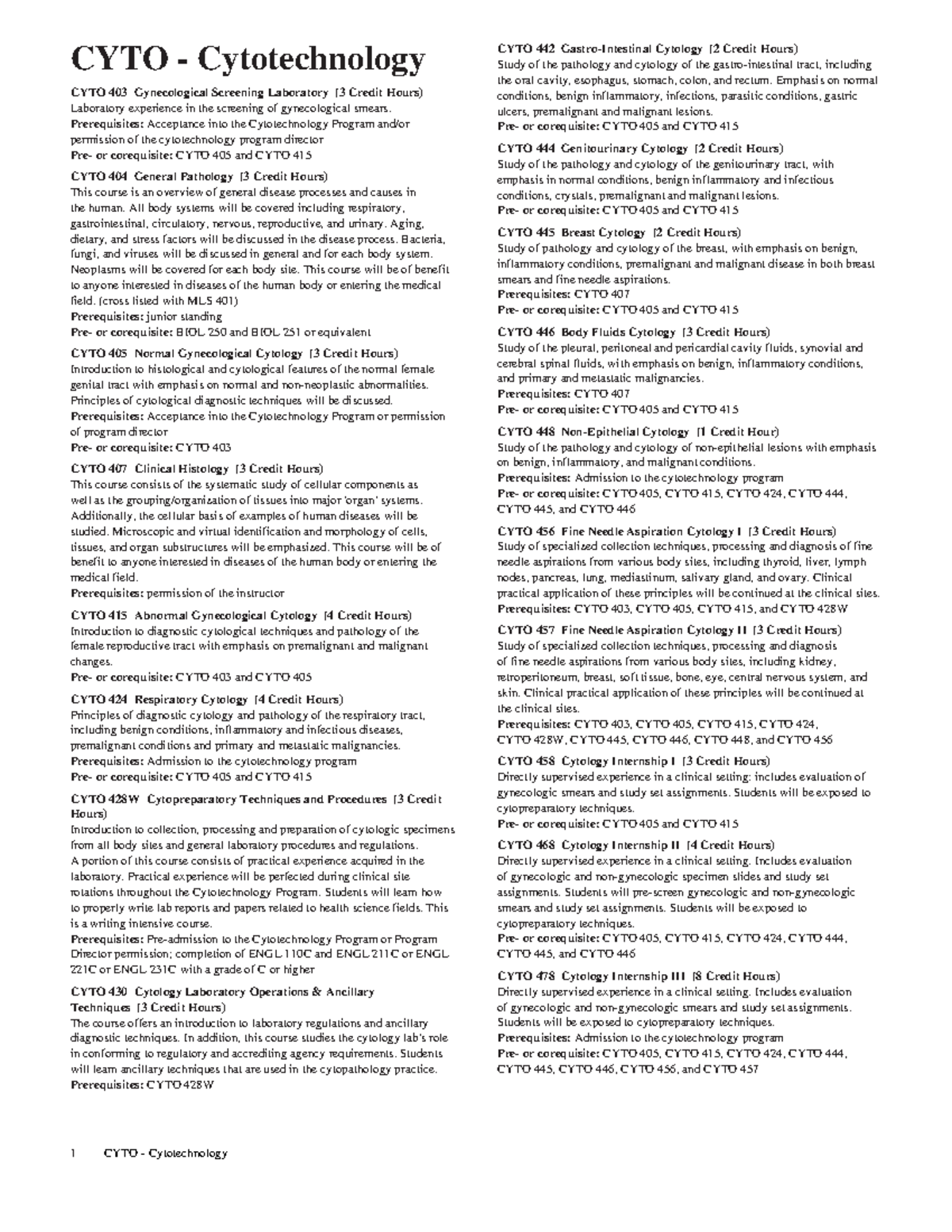 Cyto - 1 CYTO - Cytotechnology CYTO - Cytotechnology CYTO 403 ...