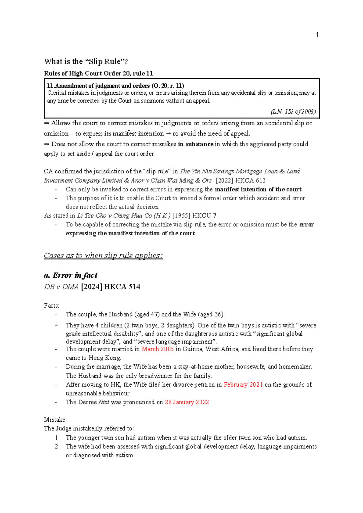 Slip Rule Research - notes - What is the “Slip Rule"? Rules of High ...