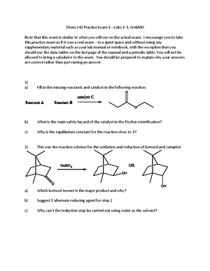 Chem 242 Extraction Wksht - WORKSHEET 3 – EXTRACTIONS Name