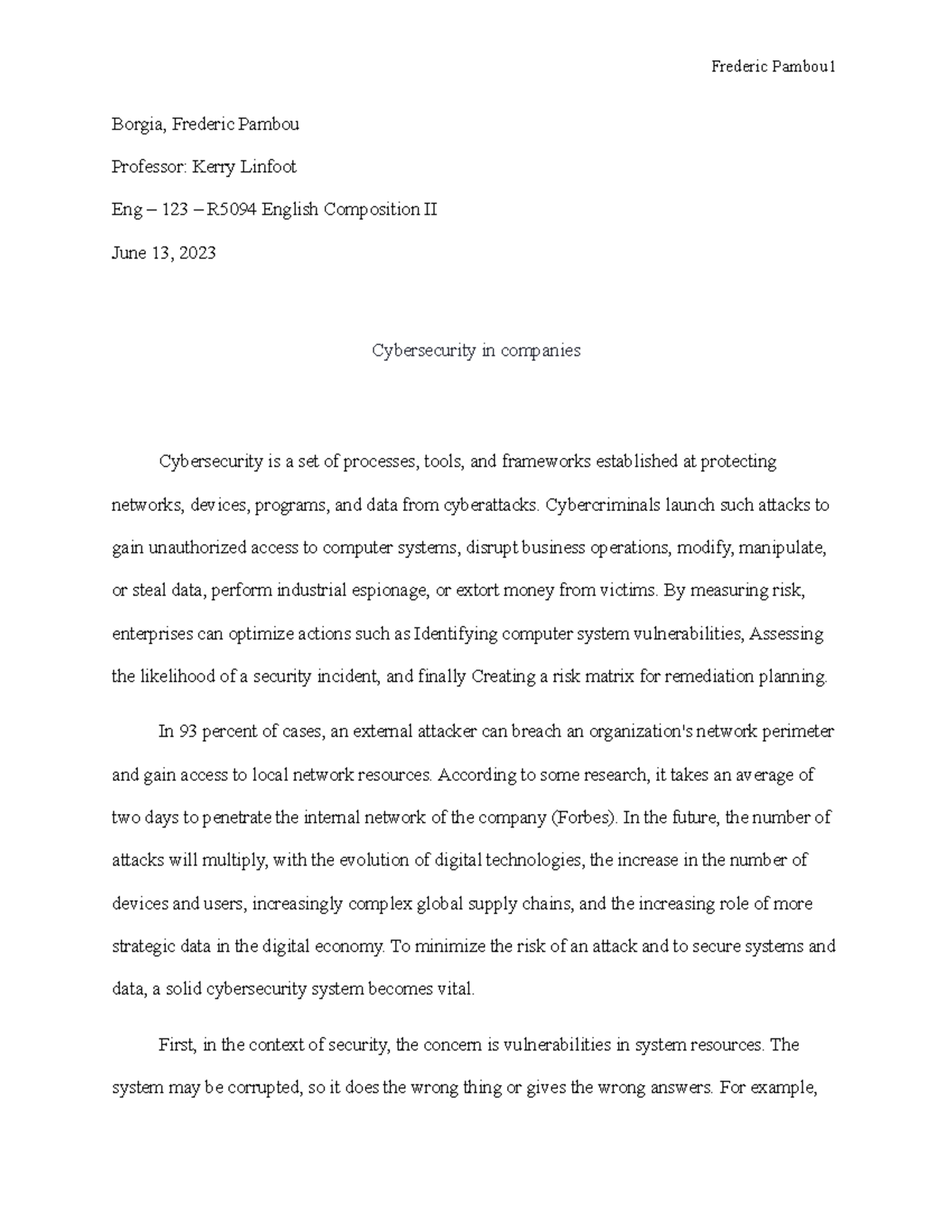 7-3 Project Two- Persuasive Essay - Borgia, Frederic Pambou Professor ...