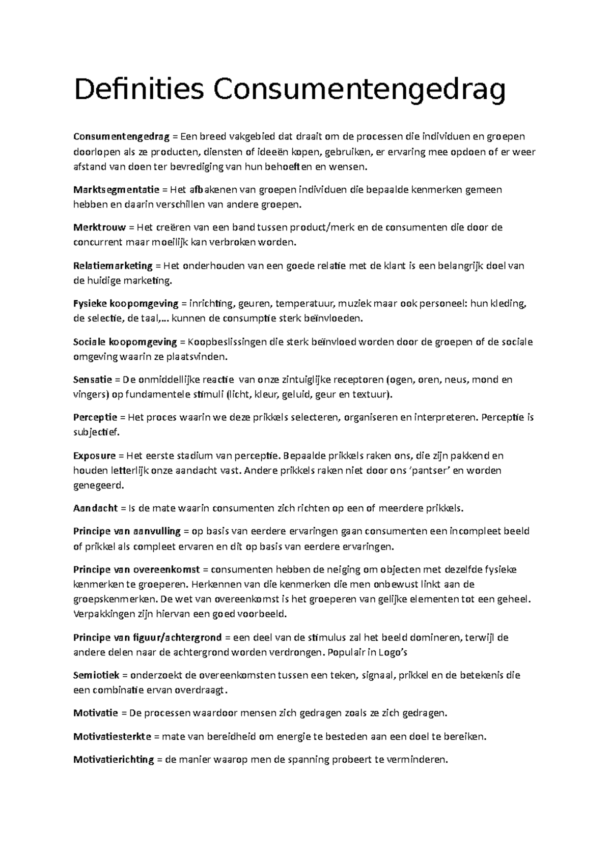 Definities Consumentengedrag - Marktsegmentatie Het afbakenen van ...