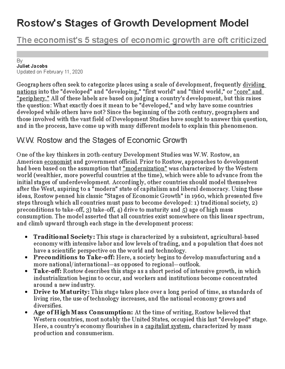 Ibrahim Mugisha - Rostow vs world system - Rostow's Stages of Growth ...