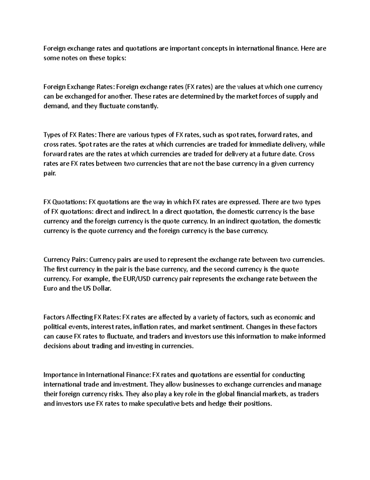 FI7 - Notes about Foreign Exchange Rates and Quotations in ...