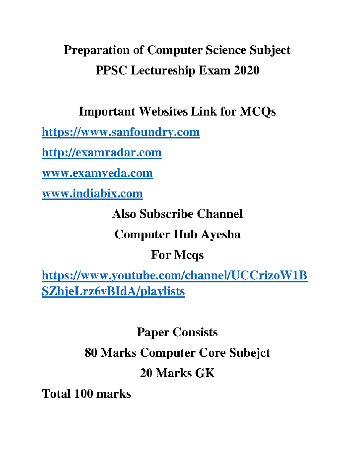 PPSC Computer Science Subject important Topic - Preparation of Computer ...