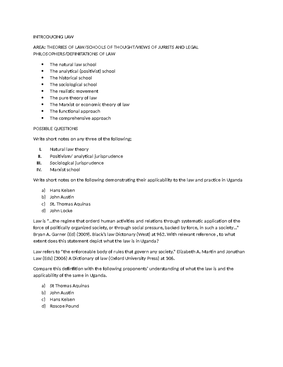 Group 3 Summaries - Summary BACHELOR OF LAW - INTRODUCING LAW AREA ...