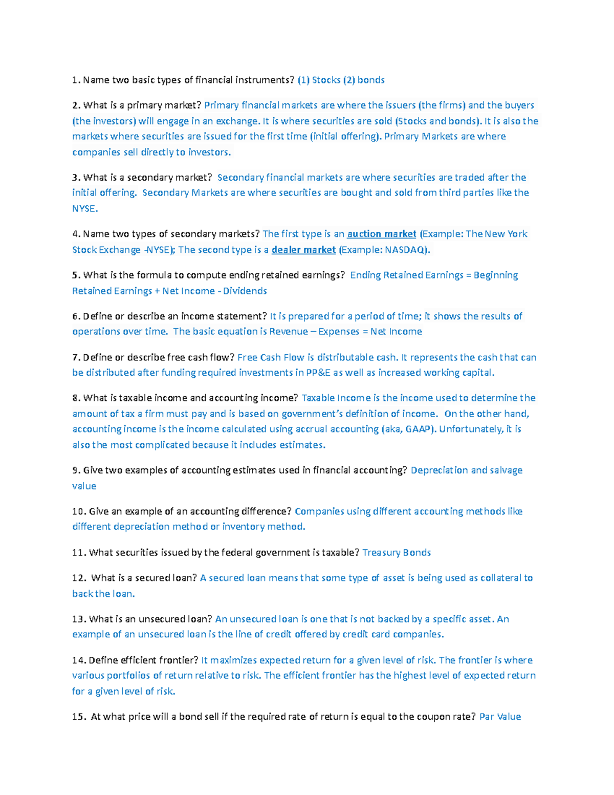 Completed Practice Test 2 - Name two basic types of financial ...