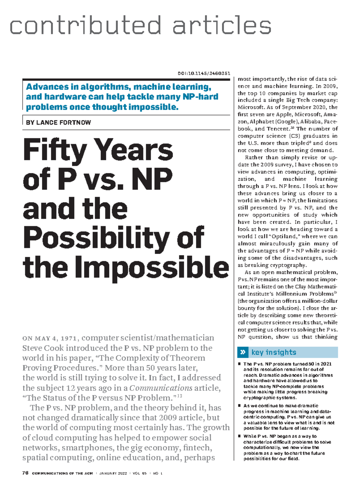 Pvs NP - Wintersemester - 76 COMMUNICATIONS OF TH E AC M | JA N UA RY 2 ...