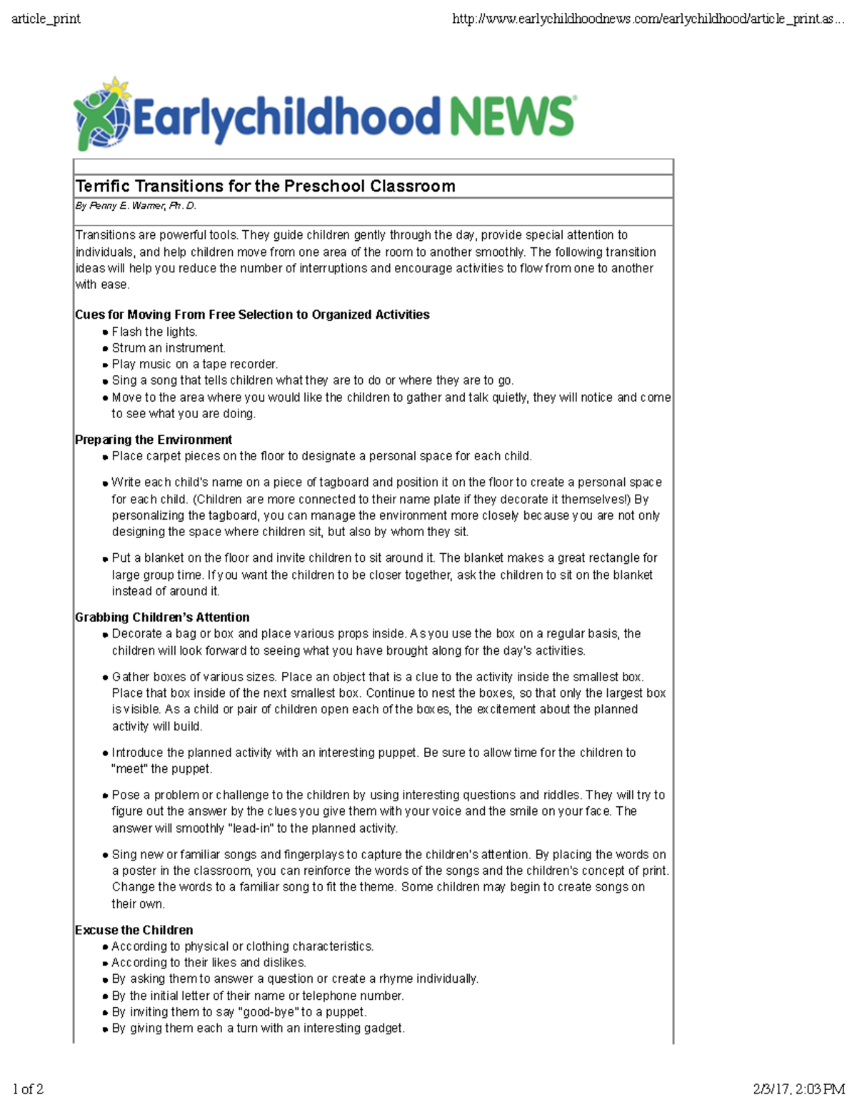 Terrific Transitions 2 - Warner, Ph. D. Transitions are powerful tools ...